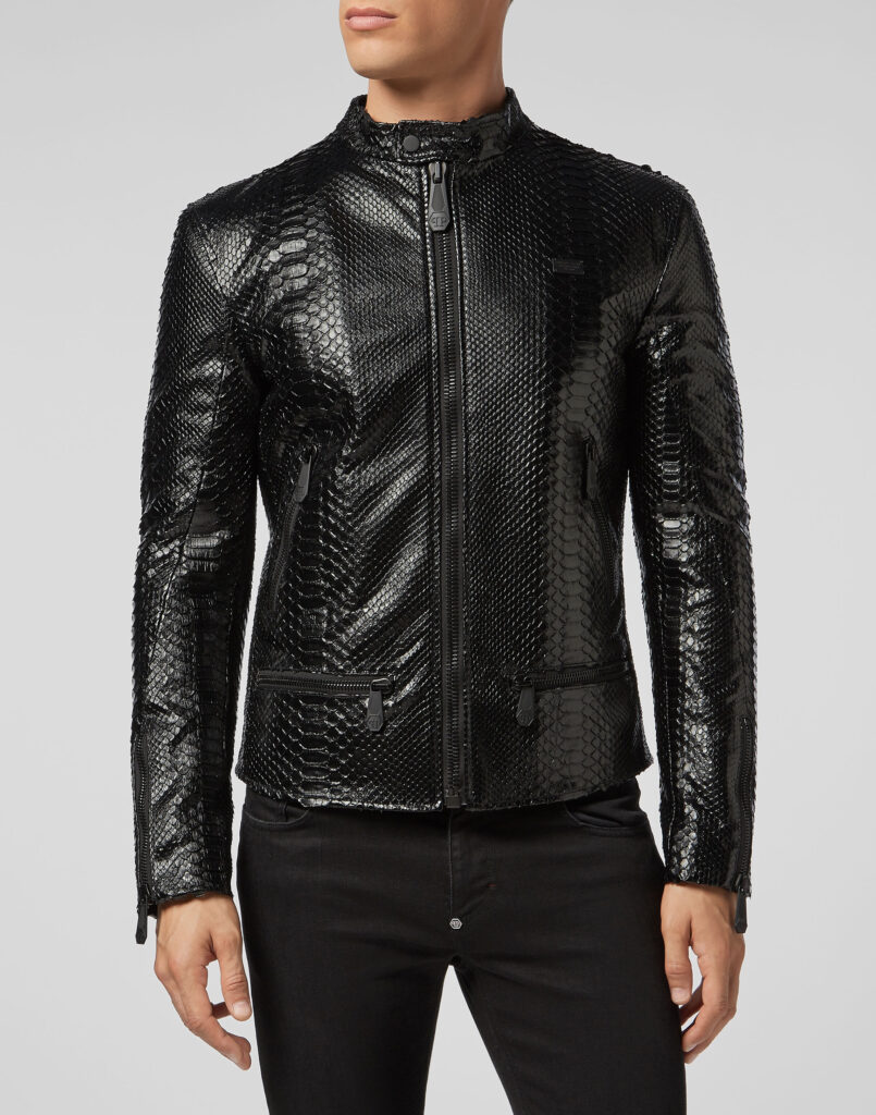 Philipp Plein Python Leather Jacket - Leather Guys