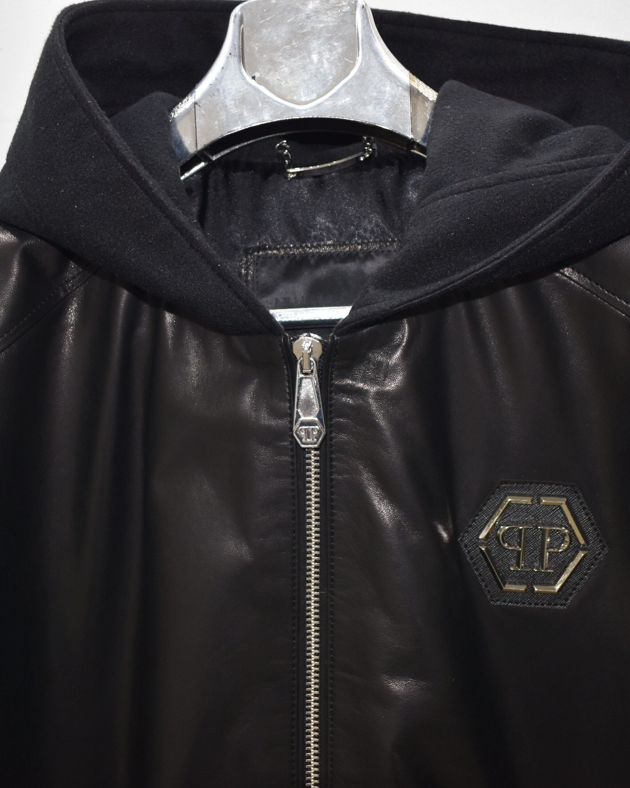 Philipp Plein Leather Hooded Jacket - Leather Guys