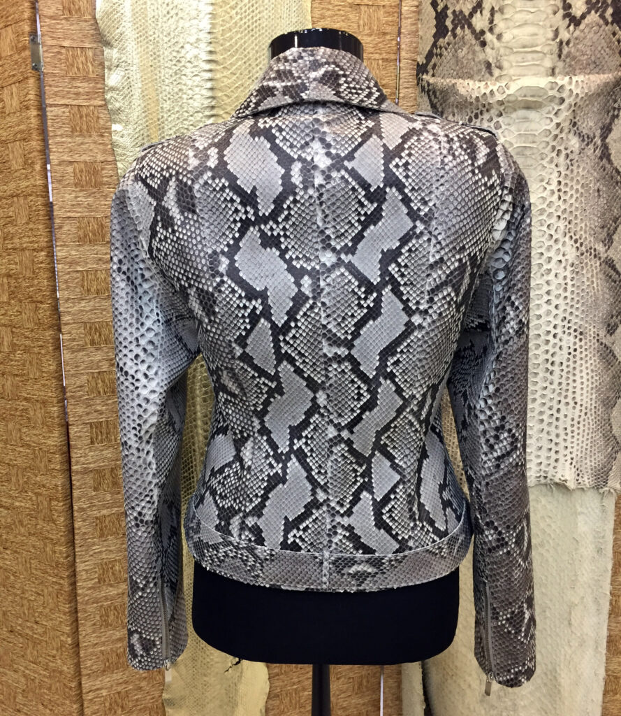 Womens White Real Python Jacket - Leather Guys