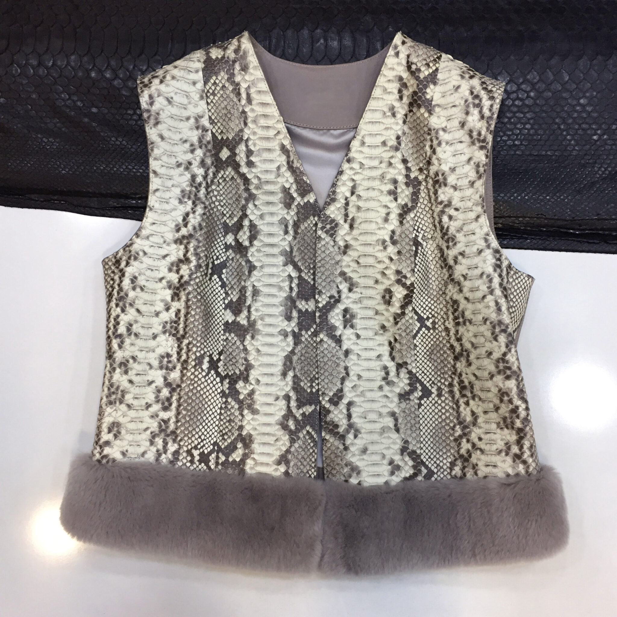 Womens Python Leather Vest - Leather Guys: Luxury Leather Jackets
