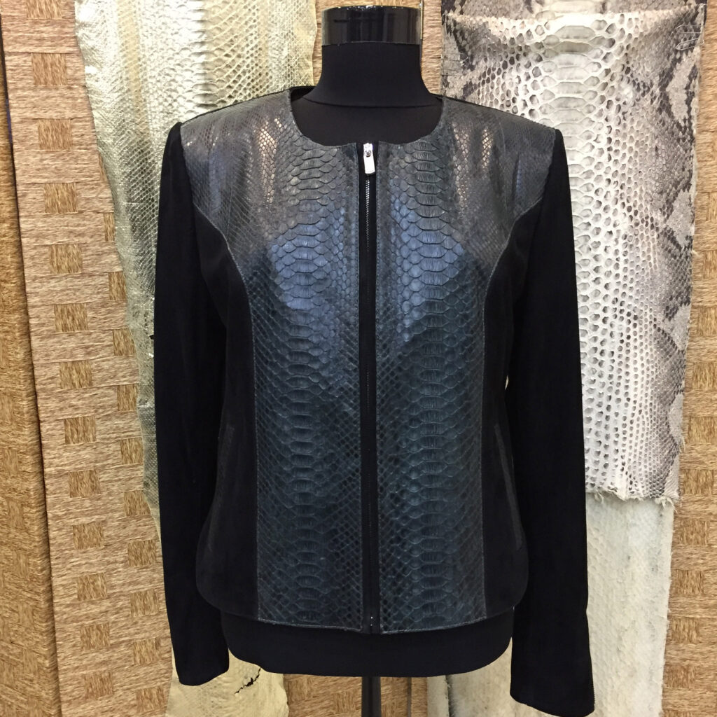 Womens Python Leather Suede Jacket - Leather Guys