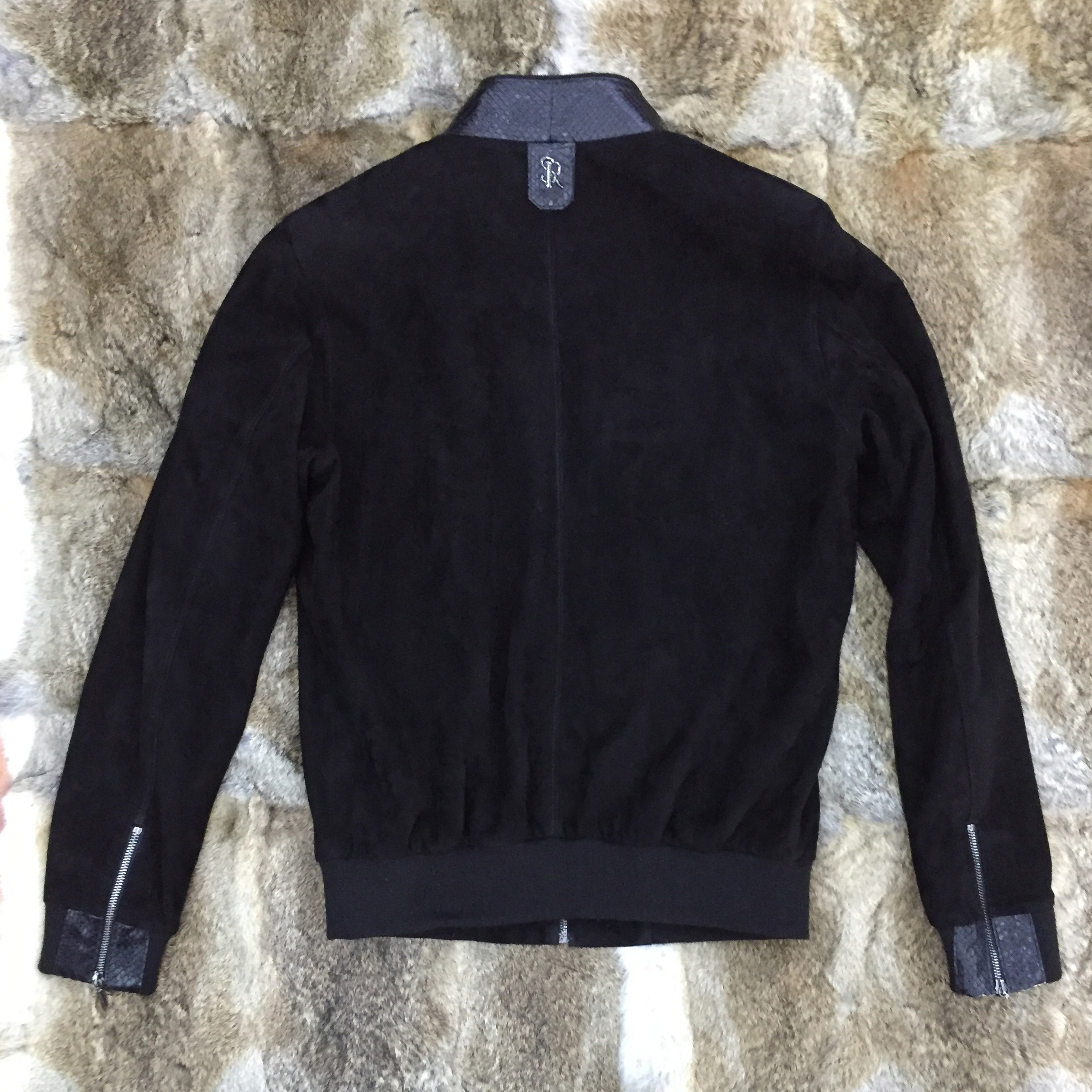 Sr Python Trim Black Suede Jacket Leather Guys