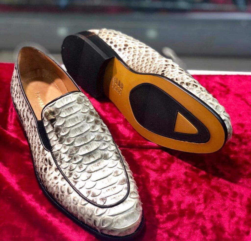 SR Natural White Python Loafer Dress Shoes - Leather Guys