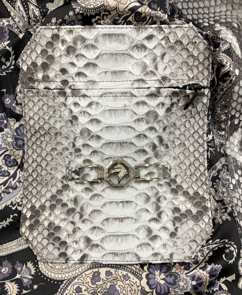 SR Natural White Python Leather Jacket - Leather Guys