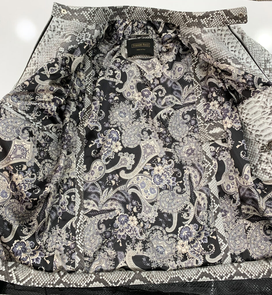 SR Natural White Python Leather Jacket - Leather Guys