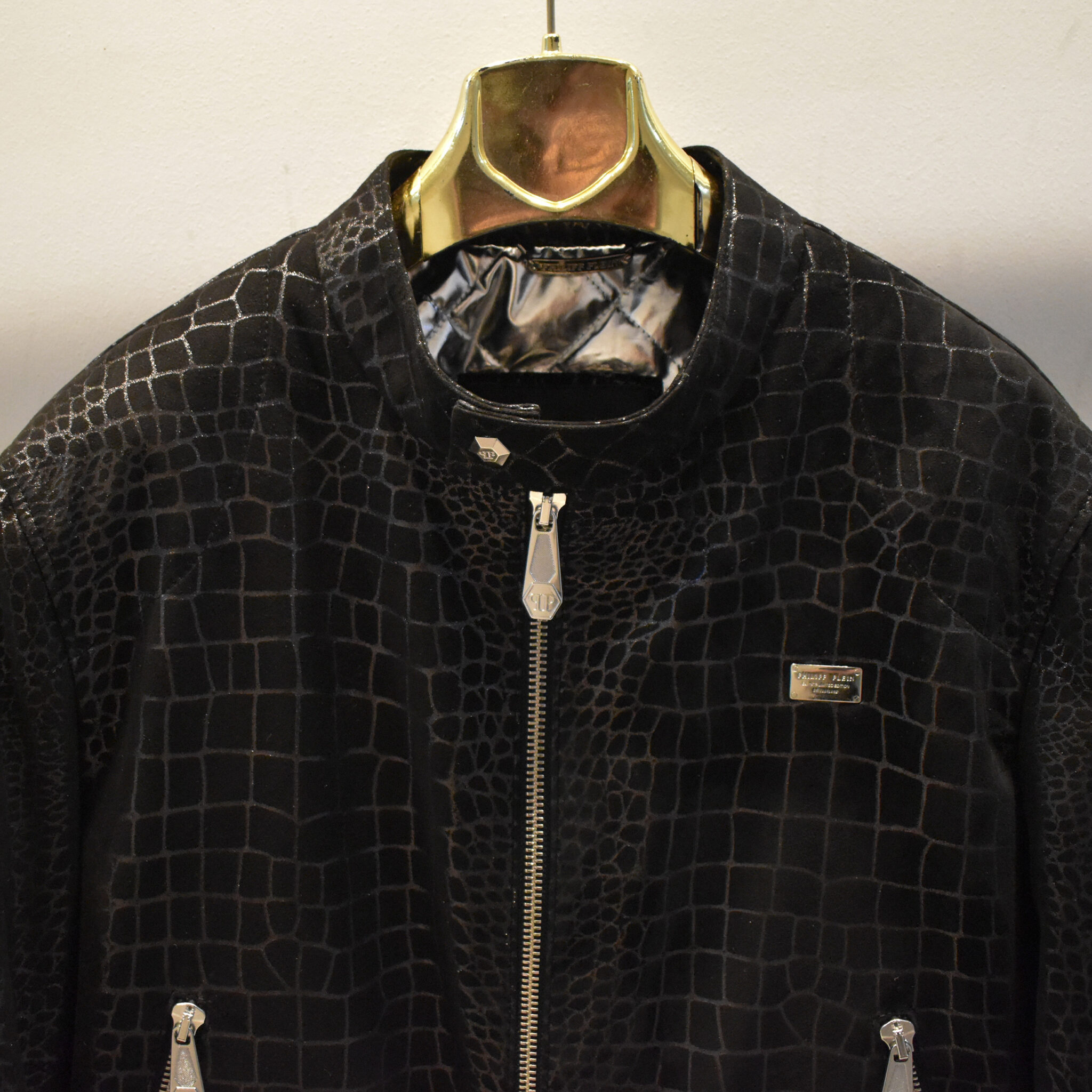 Philipp Plein Crocodile Embossed Suede Jacket - Leather Guys