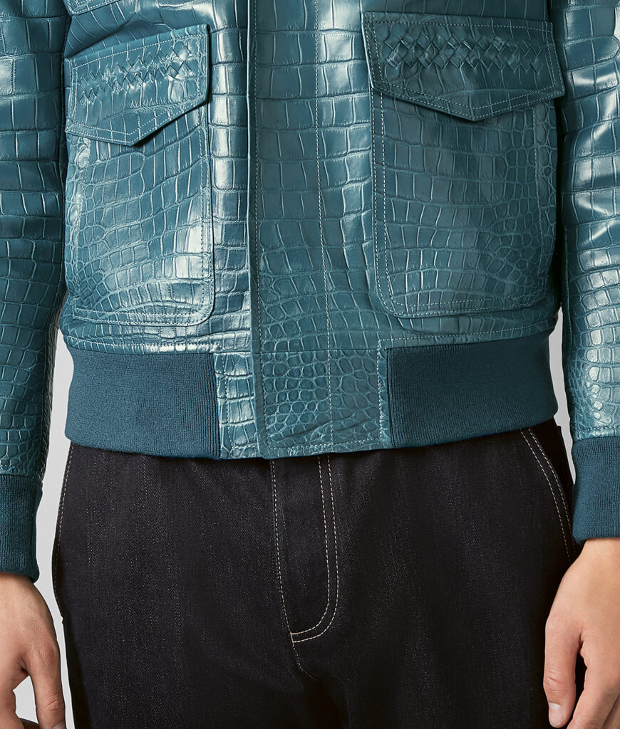Bottega Veneta Leather Jacket In Crocodile - Leather Guys