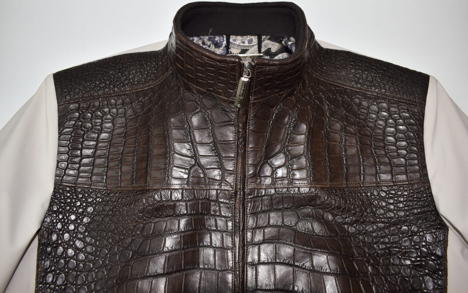 SR Brown Crocodile Leather Jacket - Leather Guys