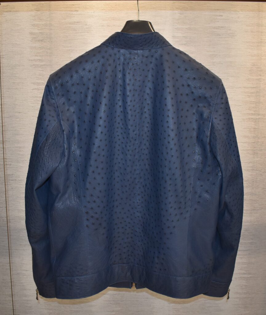 Navy Blue Ostrich Leather Jacket - Leather Guys: Luxury Leather jackets