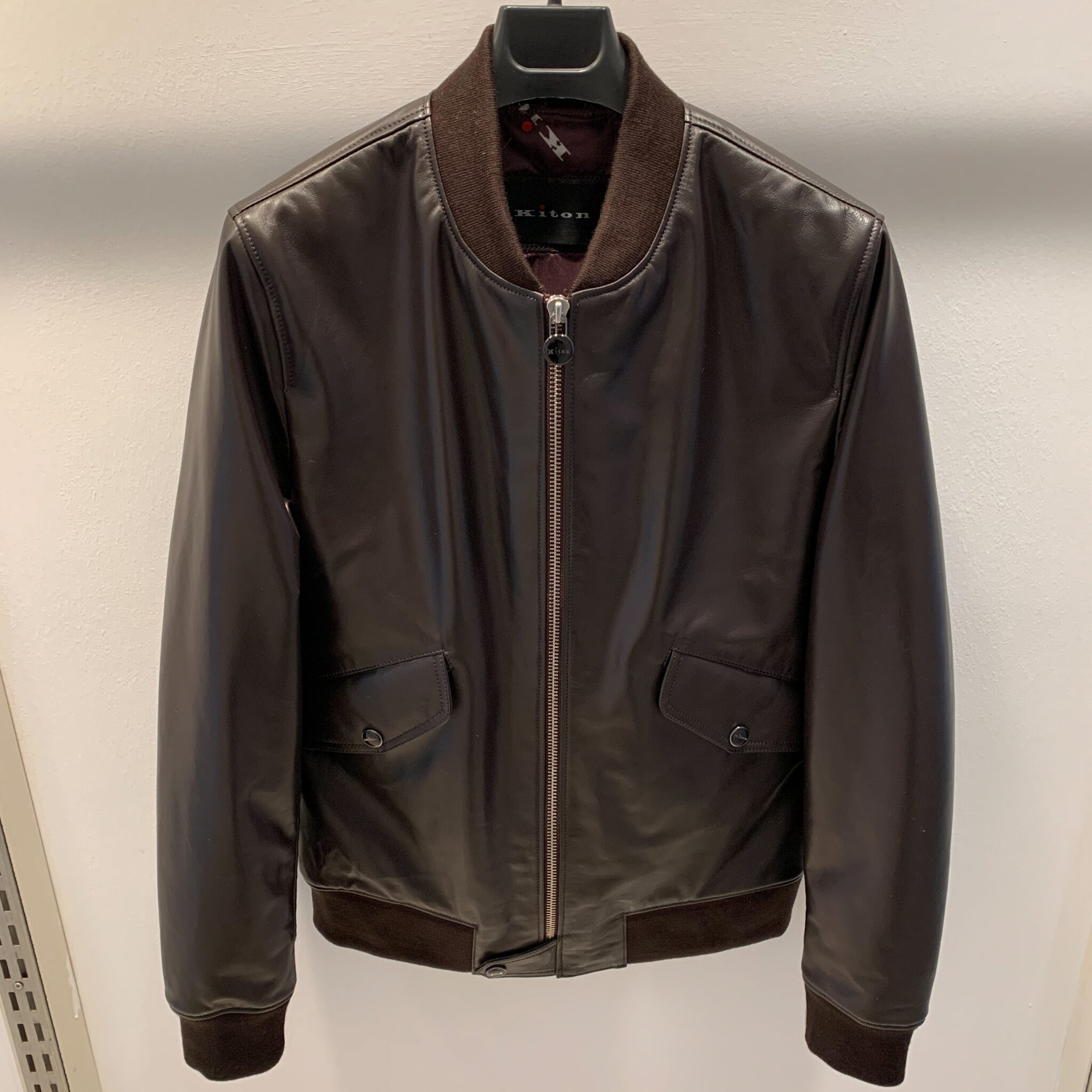 Kiton Brown Replica Leather Bomber Jacket - Leather Guys
