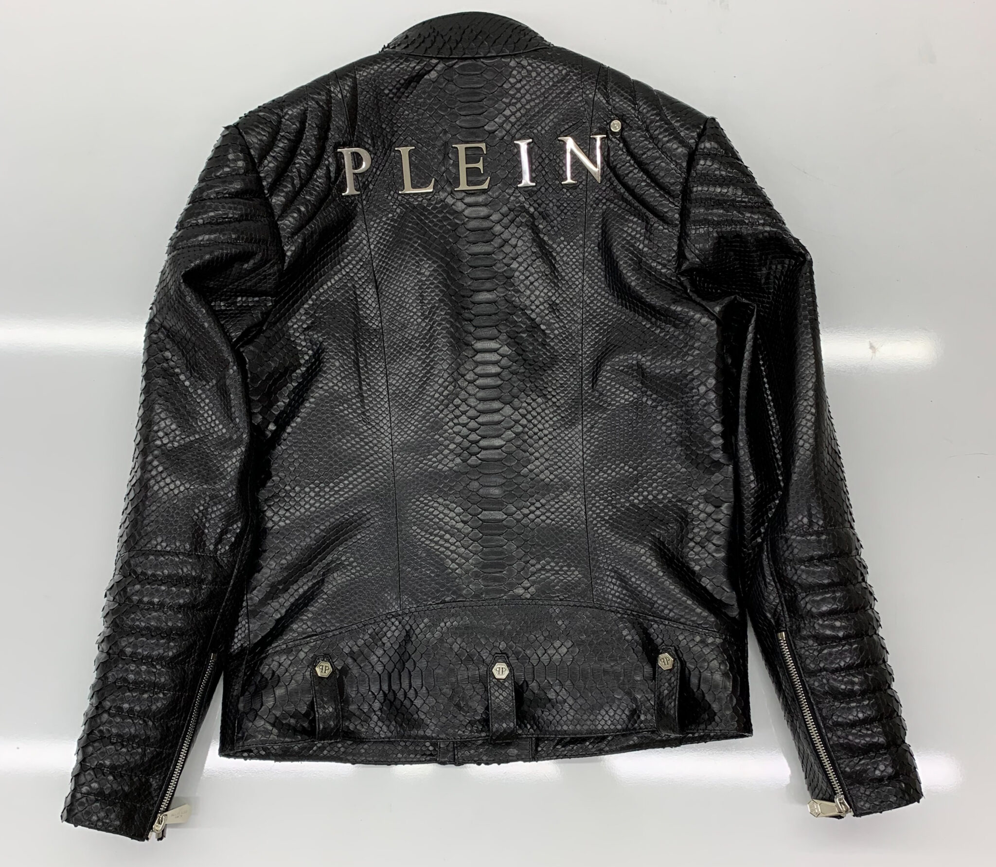 Philipp Plein Black Python Skin Biker Jacket - Leather Guys