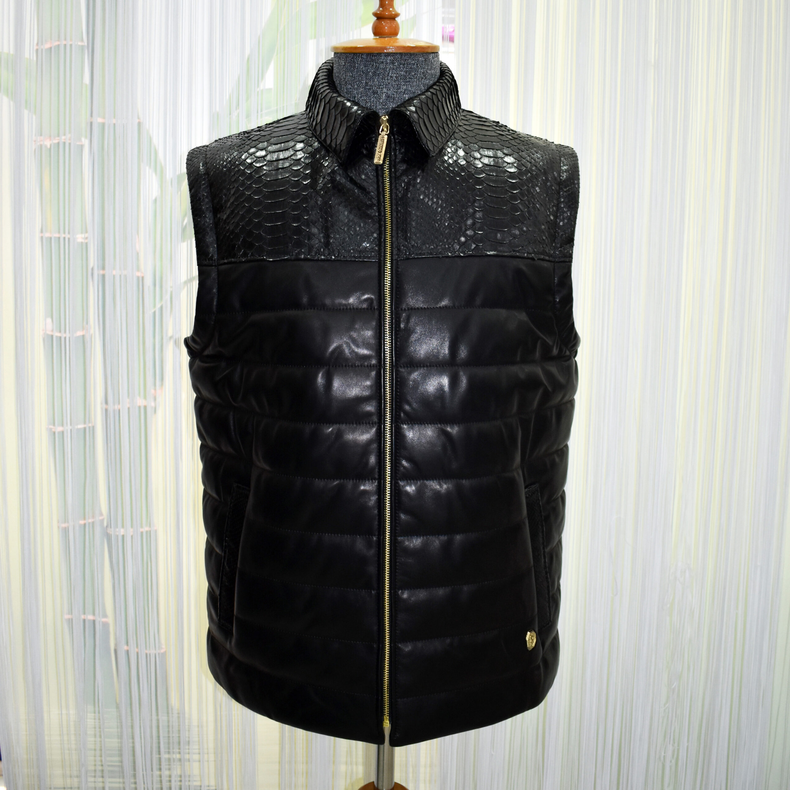 SR Python Trim Leather Vest - Leather Guys