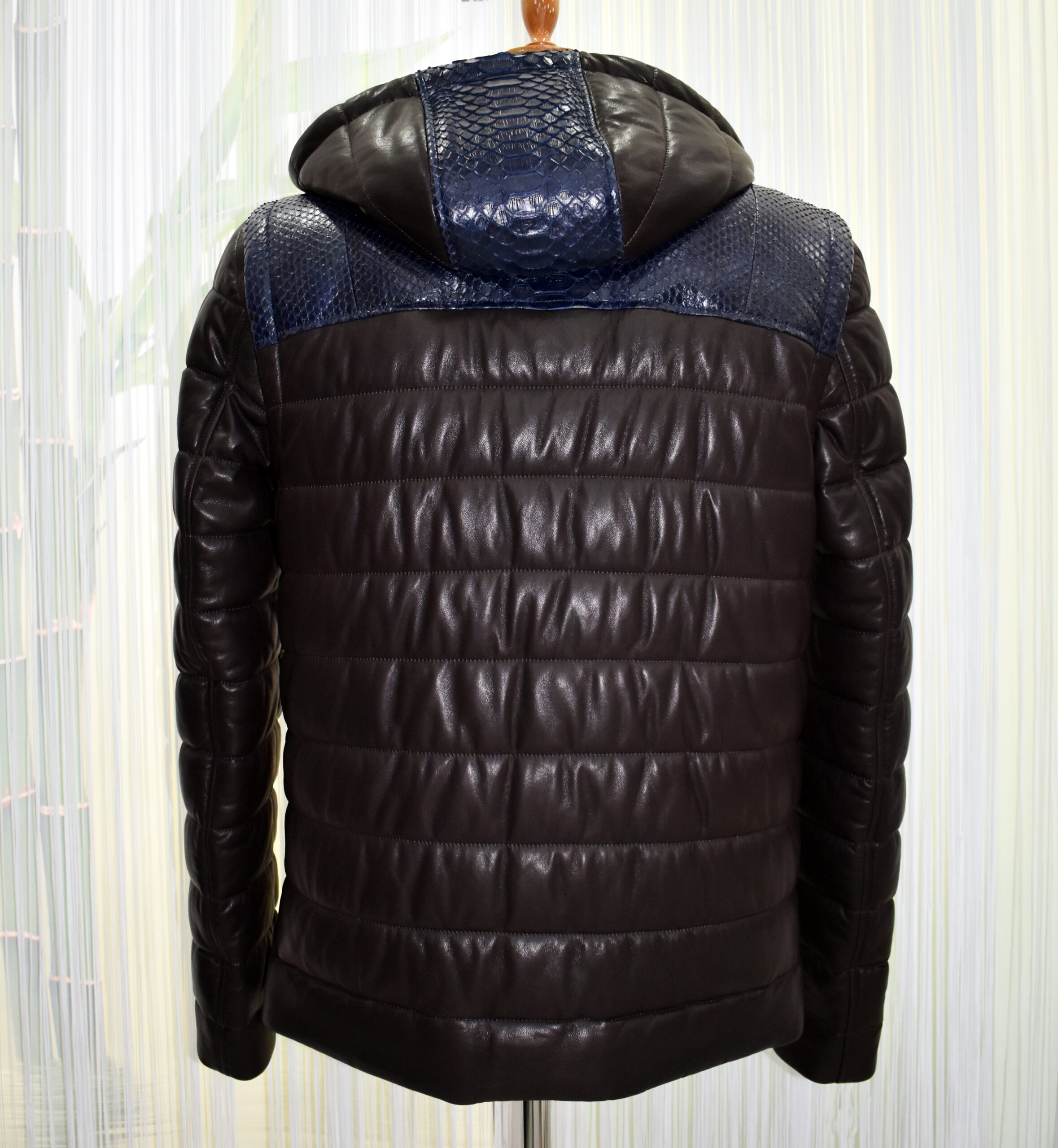 SR Python Trim Quilted Puffer Leather Jacket - Leather Guys