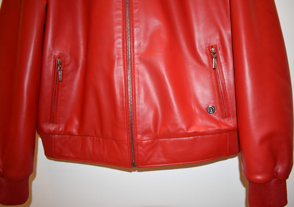 SR Red Leather Bomber Jacket - Leather Guys