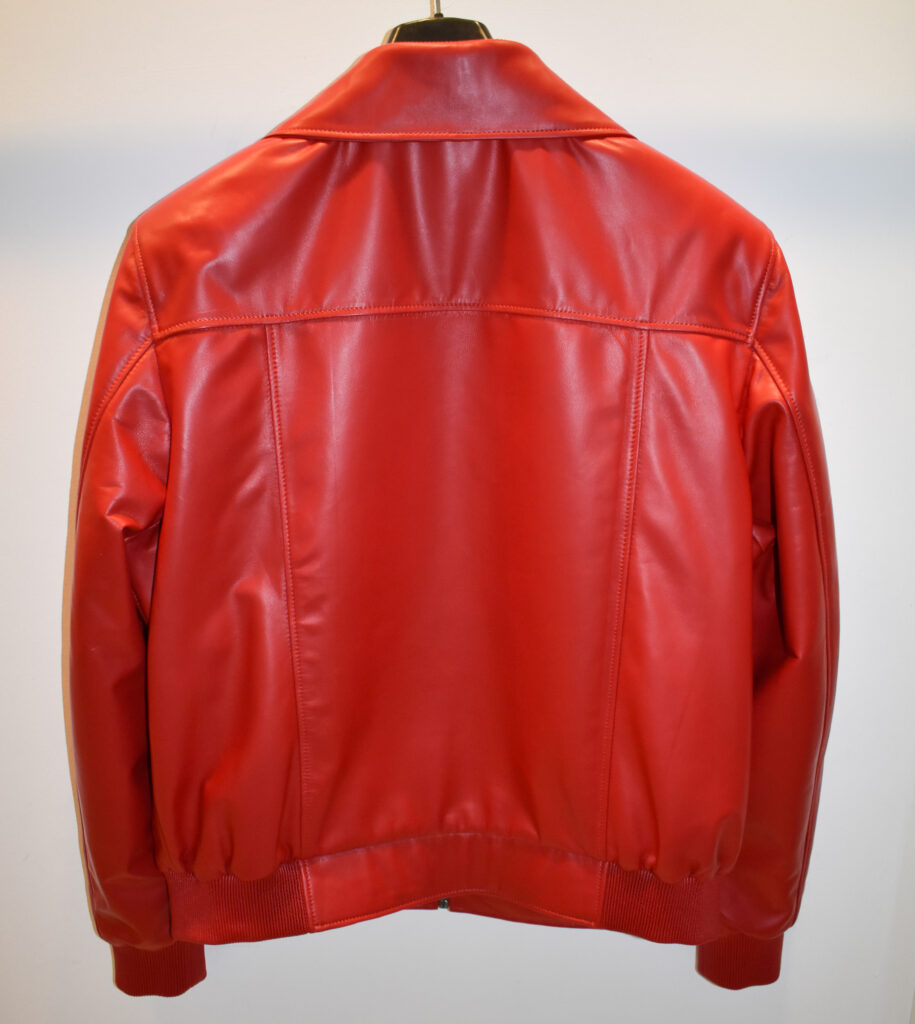 SR Red Leather Bomber Jacket - Leather Guys