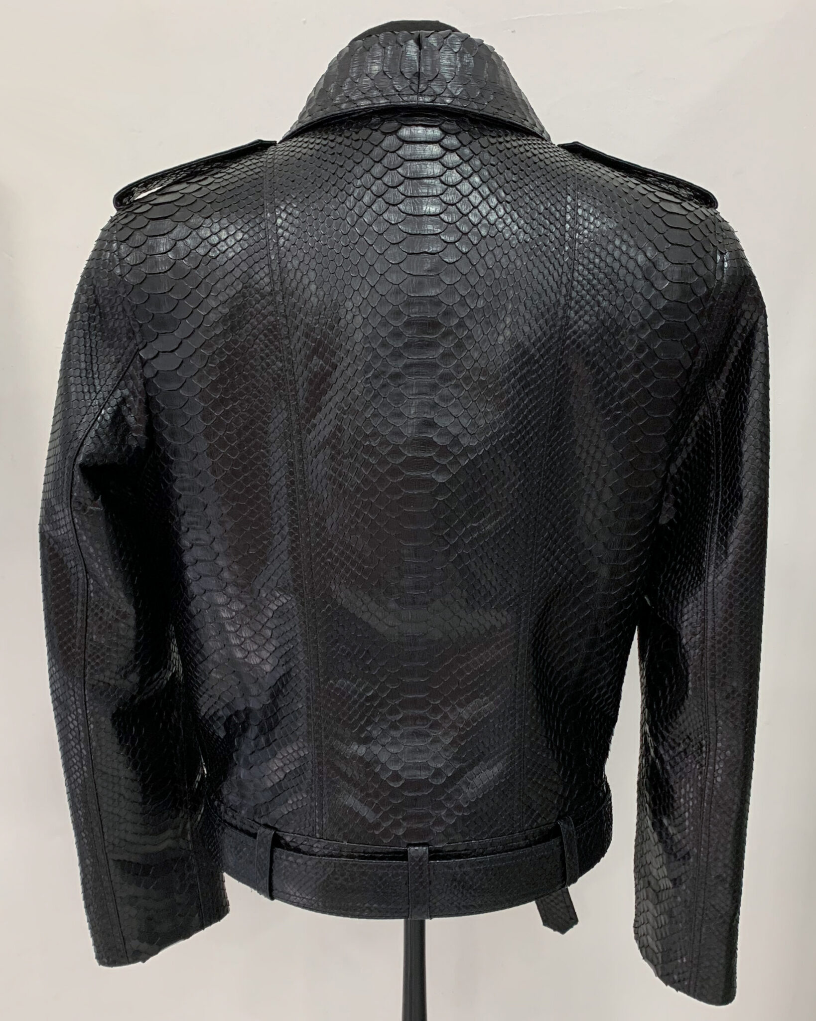 Black Python Leather Biker Jacket - Leather Guys: Luxury Leather Jackets