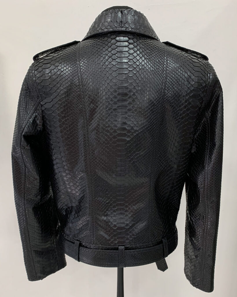 Black Python Leather Biker Jacket - Leather Guys: Luxury Leather Jackets
