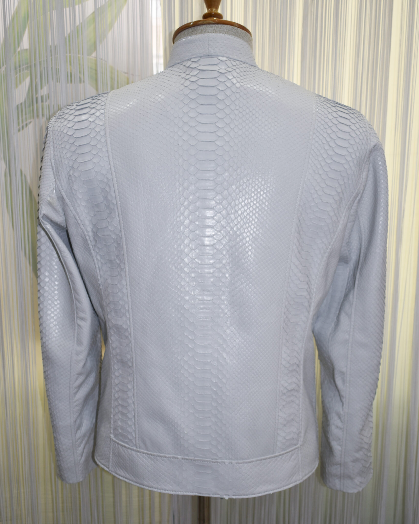 White Genuine Python Leather Moto Jacket - Leather Guys