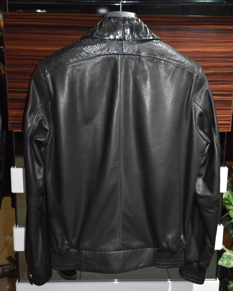 SR Python Trim Leather Bomber Jacket - Leather Guys