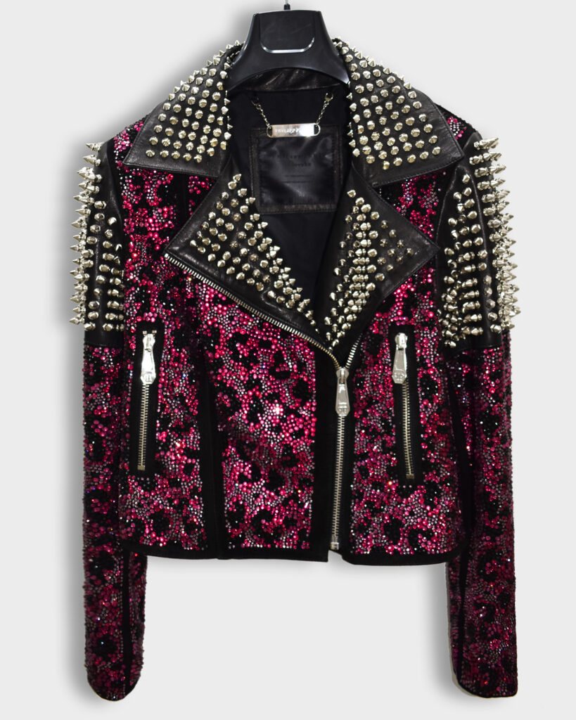 Philipp Plein Women Pink Paradise Leather Biker Jacket - Leather Guys