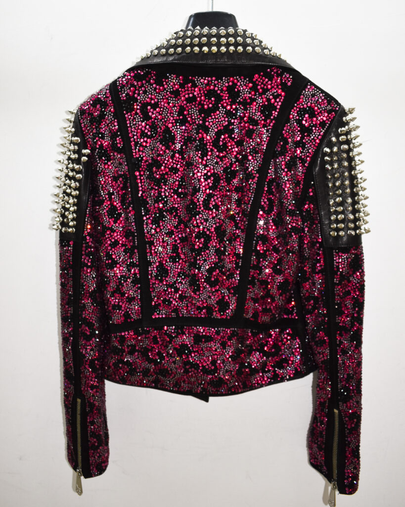 Philipp Plein Women Pink Paradise Leather Biker Jacket - Leather Guys