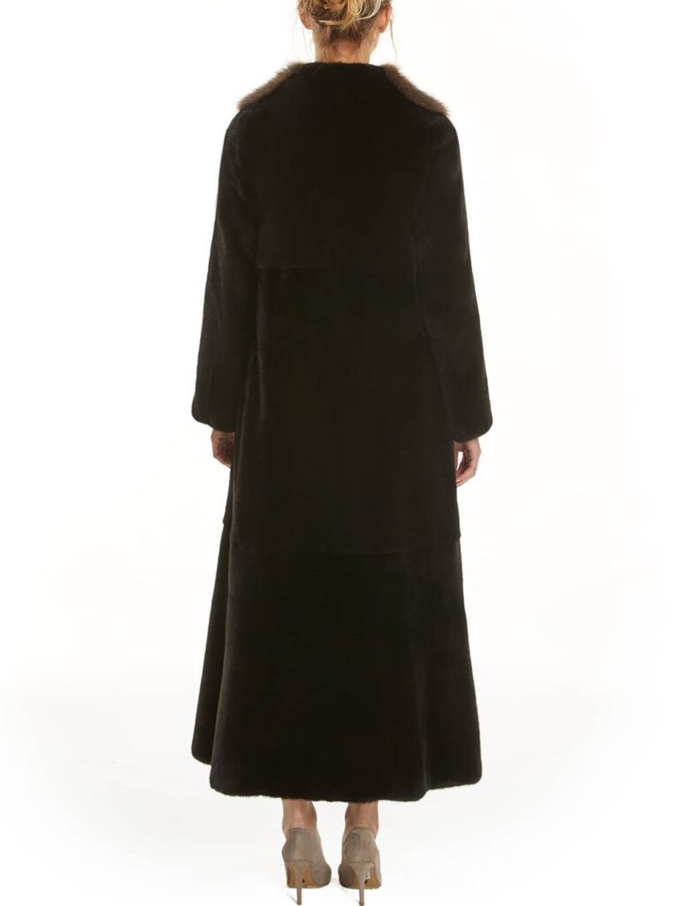 Long Mink Fur Coat With Sable Trim - Leather Guys