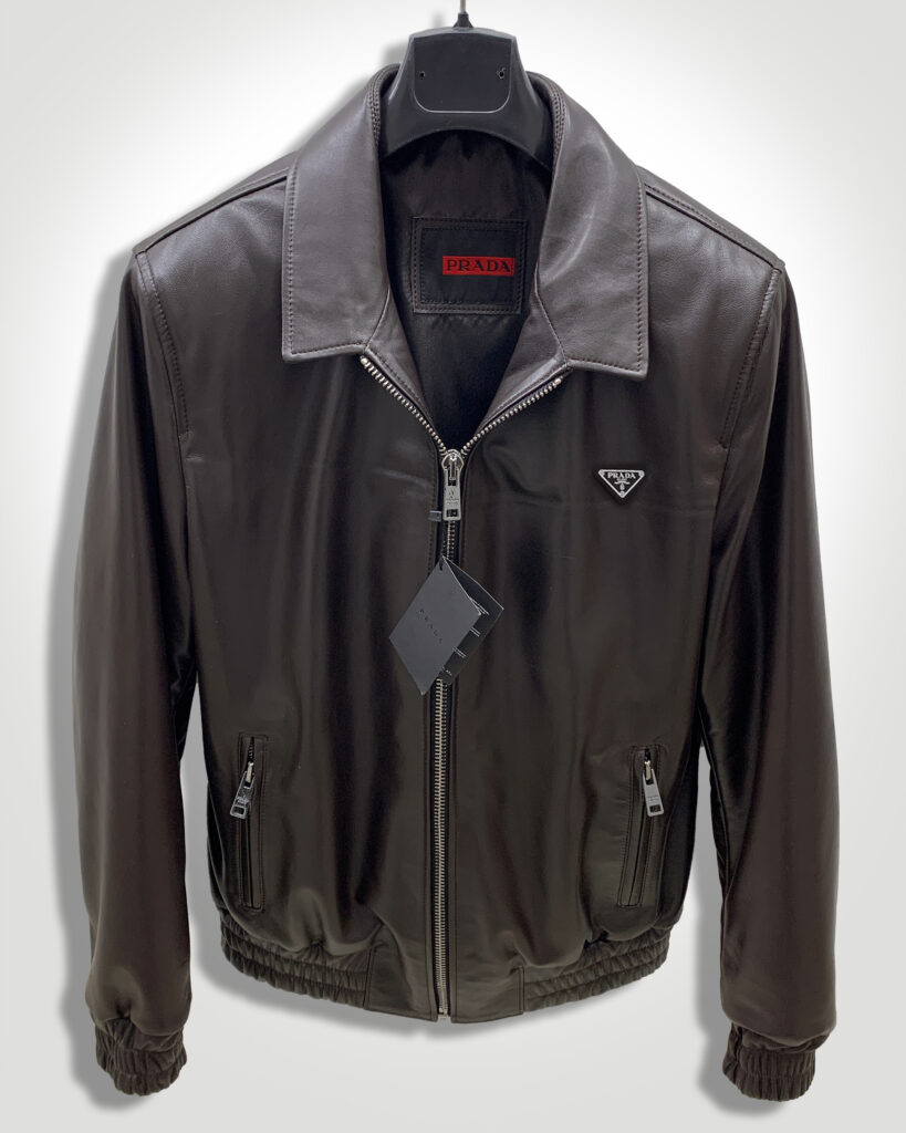 Prada Dark Brown Leather Bomber Jacket - Leather Guys