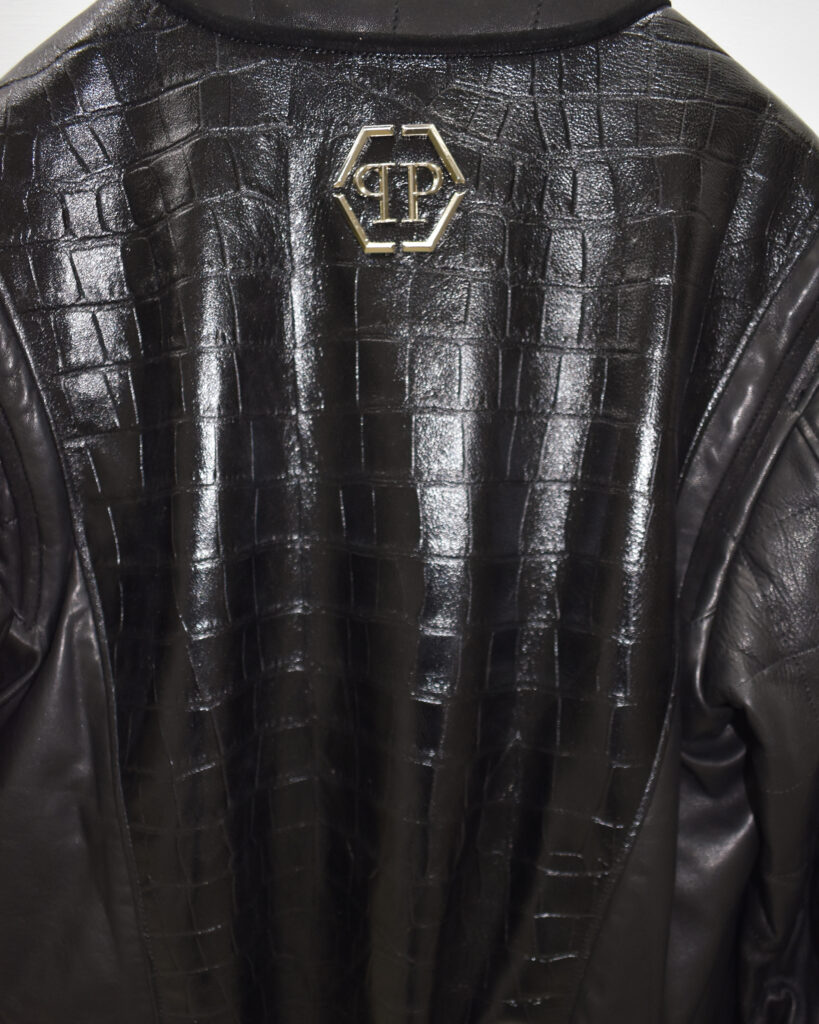 Philipp Plein Crocodile Embossed Leather Bomber Jacket - Leather Guys