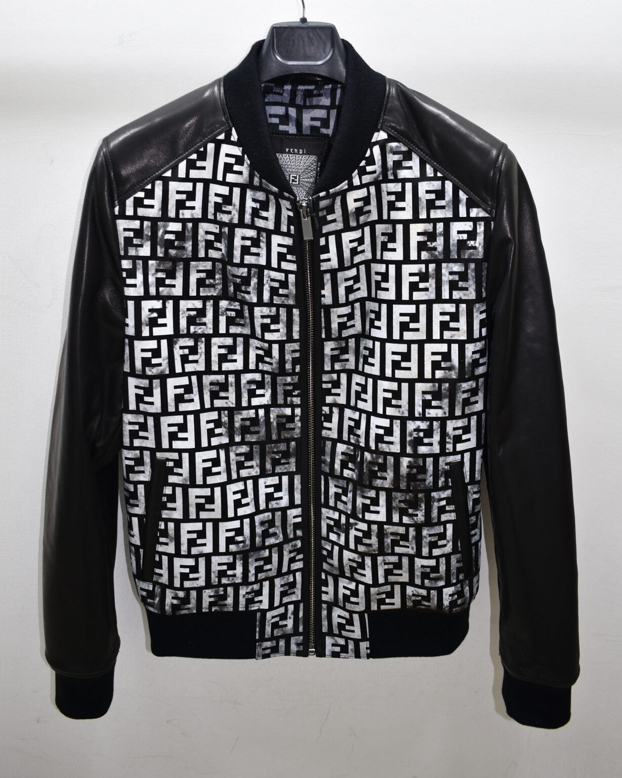 Fendi Black White Leather Jacket - Leather Guys
