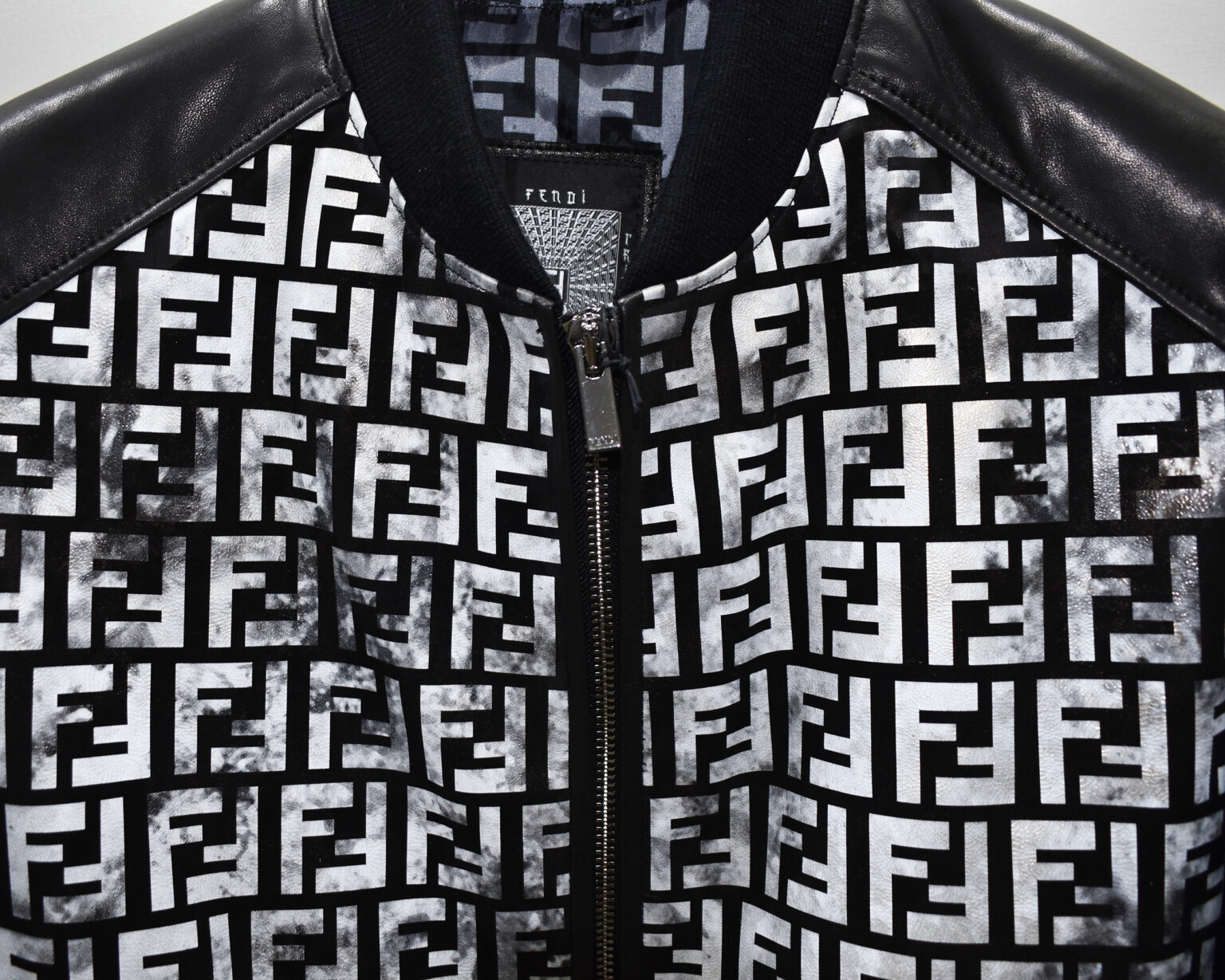 Fendi Black White Leather Jacket - Leather Guys