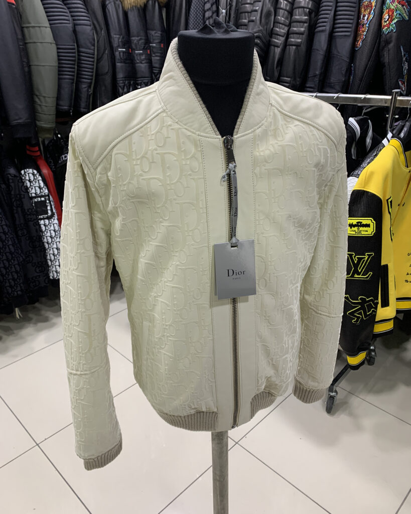 Christian Dior White Leather Bomber Jacket - Leather Guys