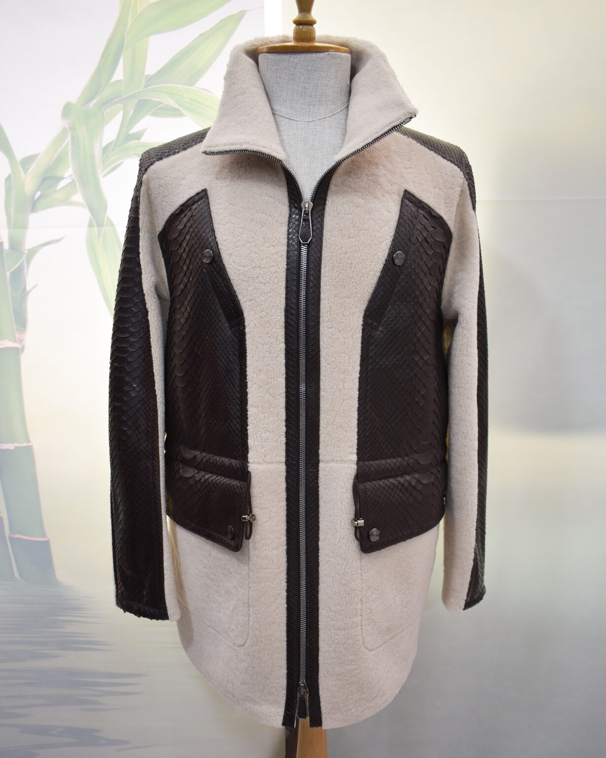 Hermes Men Fur Coat With Python Leather Trim - Leather Guys
