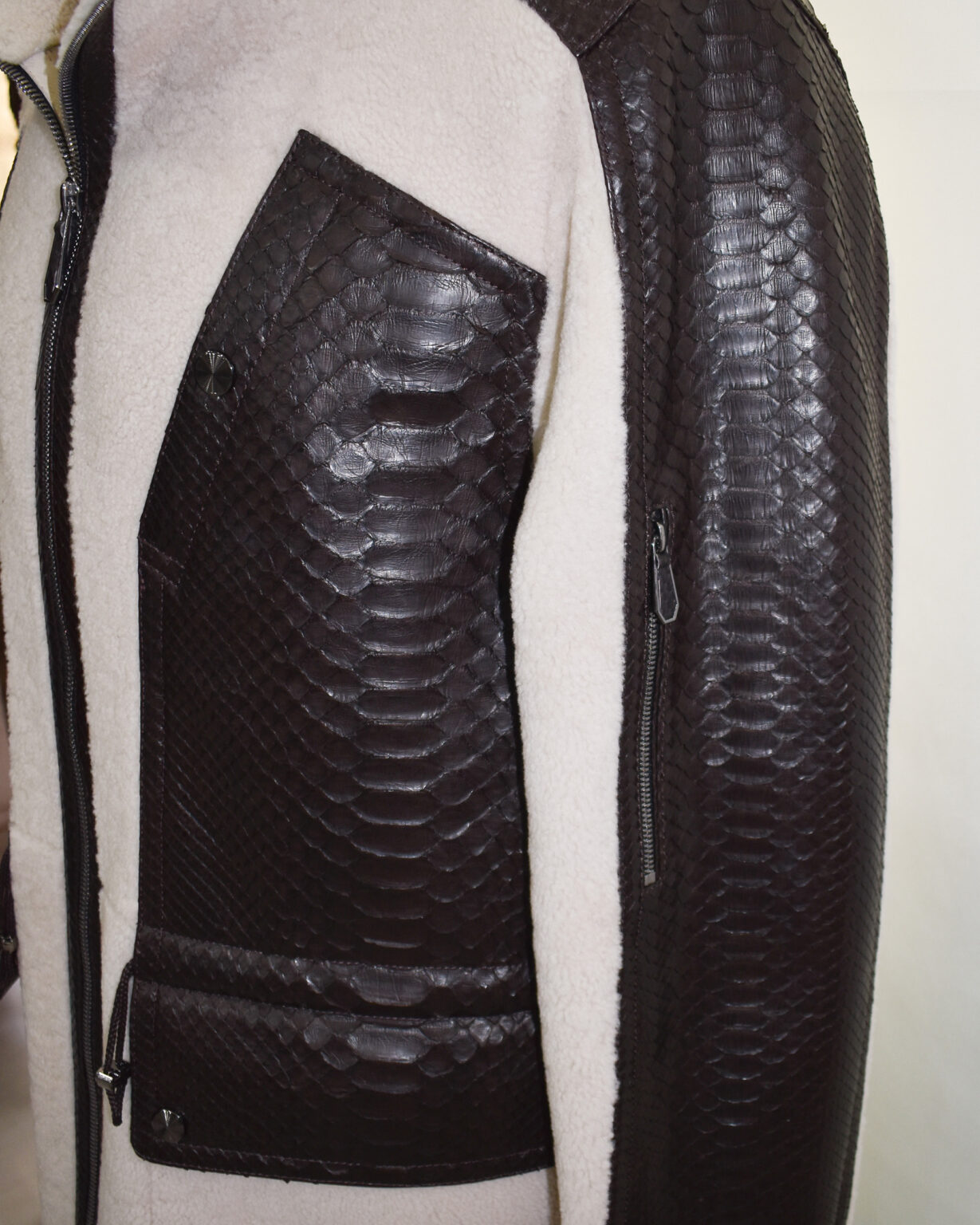 Hermes Men Fur Coat With Python Leather Trim - Leather Guys