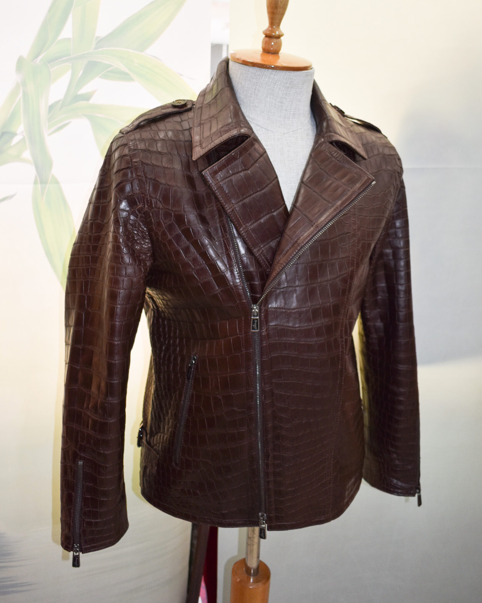 Brioni Genuine Crocodile Leather Biker Jacket - Leather Guys