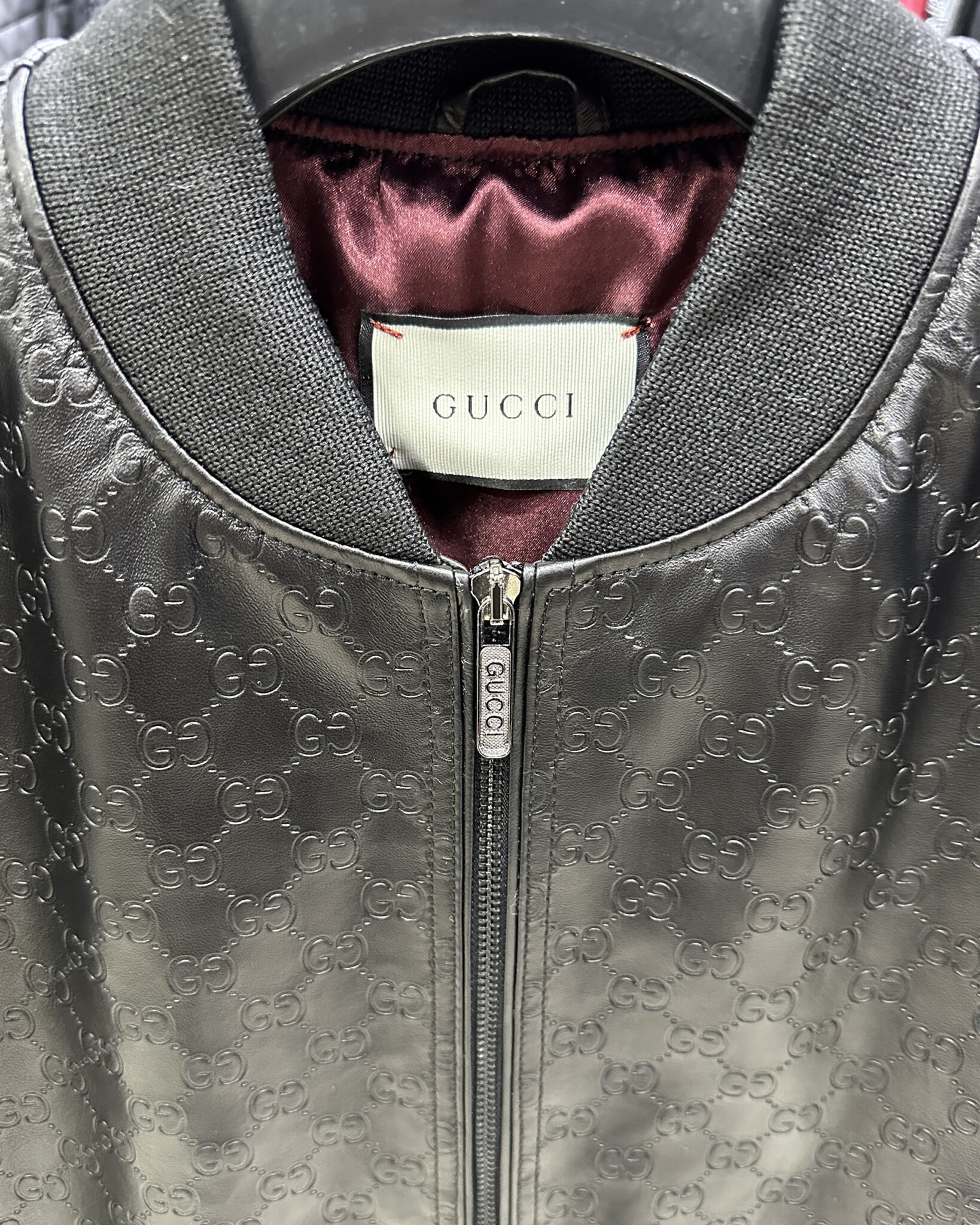 Gucci Monogram Leather Bomber Jacket - Leather Guys